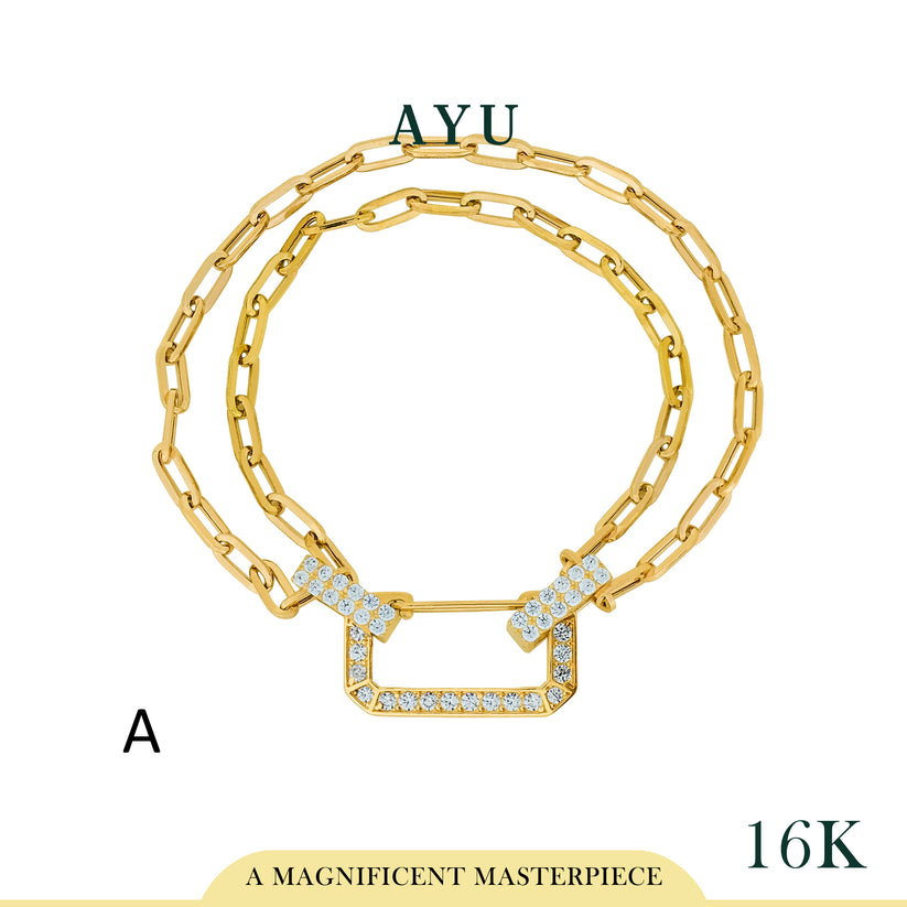 AYU Gelang Emas - Pave Clip On With Paper Clip Bracelet 16k Yellow Gol ...